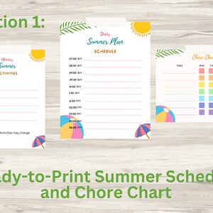 Kids Summer Schedule Chore Chart & Activity Plan Custom Made-to-order ...