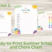 Kids Summer Schedule Chore Chart & Activity Plan Custom Made-to-order ...
