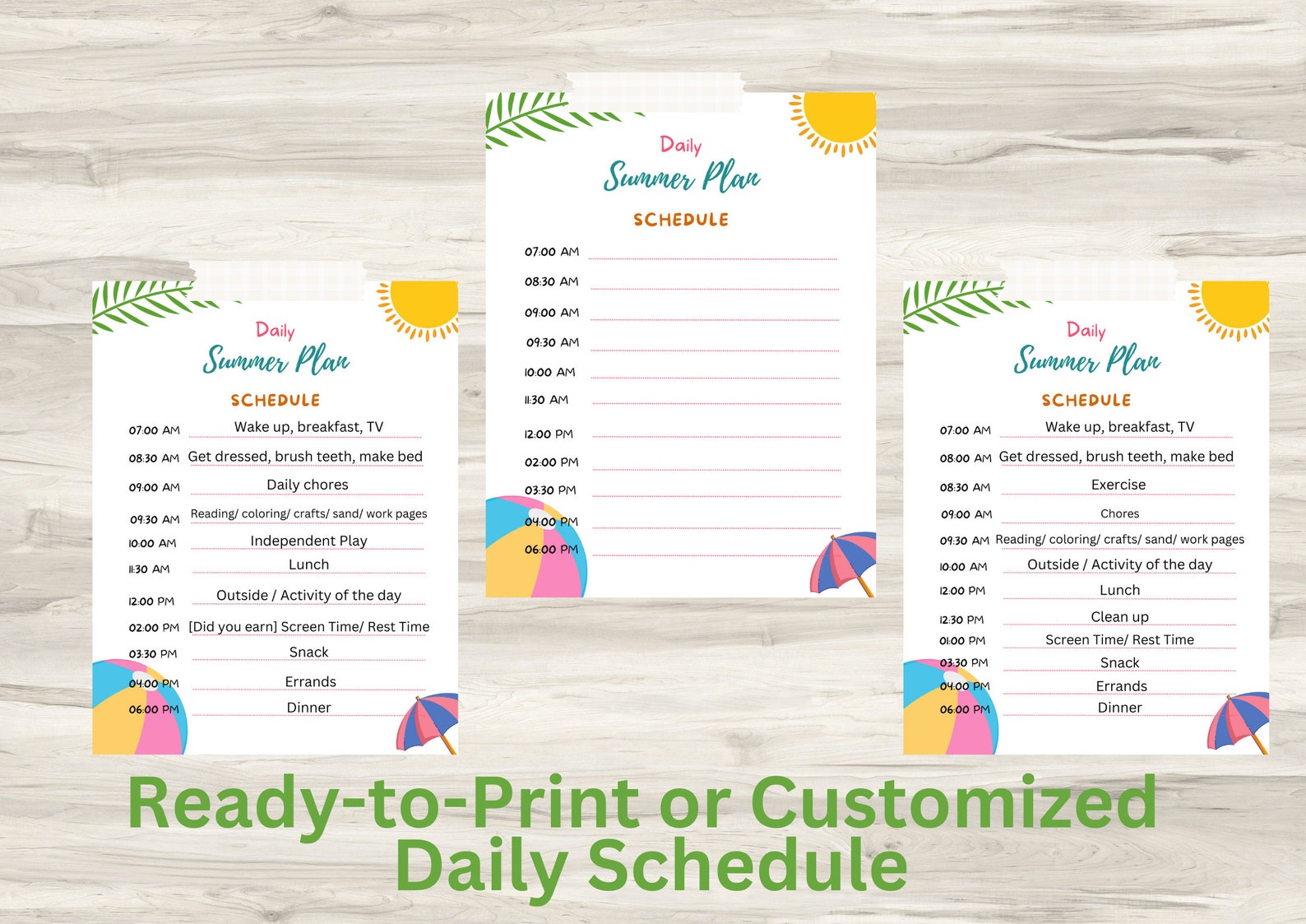 Kids Summer Schedule Chore Chart & Activity Plan Custom Made-to-order ...