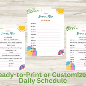 Kids Summer Schedule Chore Chart & Activity Plan Custom Made-to-order ...