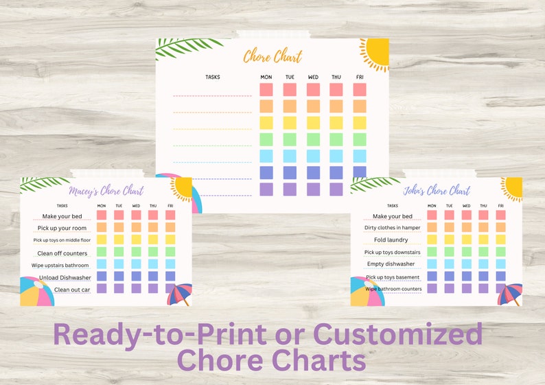 Kids Summer Schedule Chore Chart & Activity Plan Custom Made-to-order ...