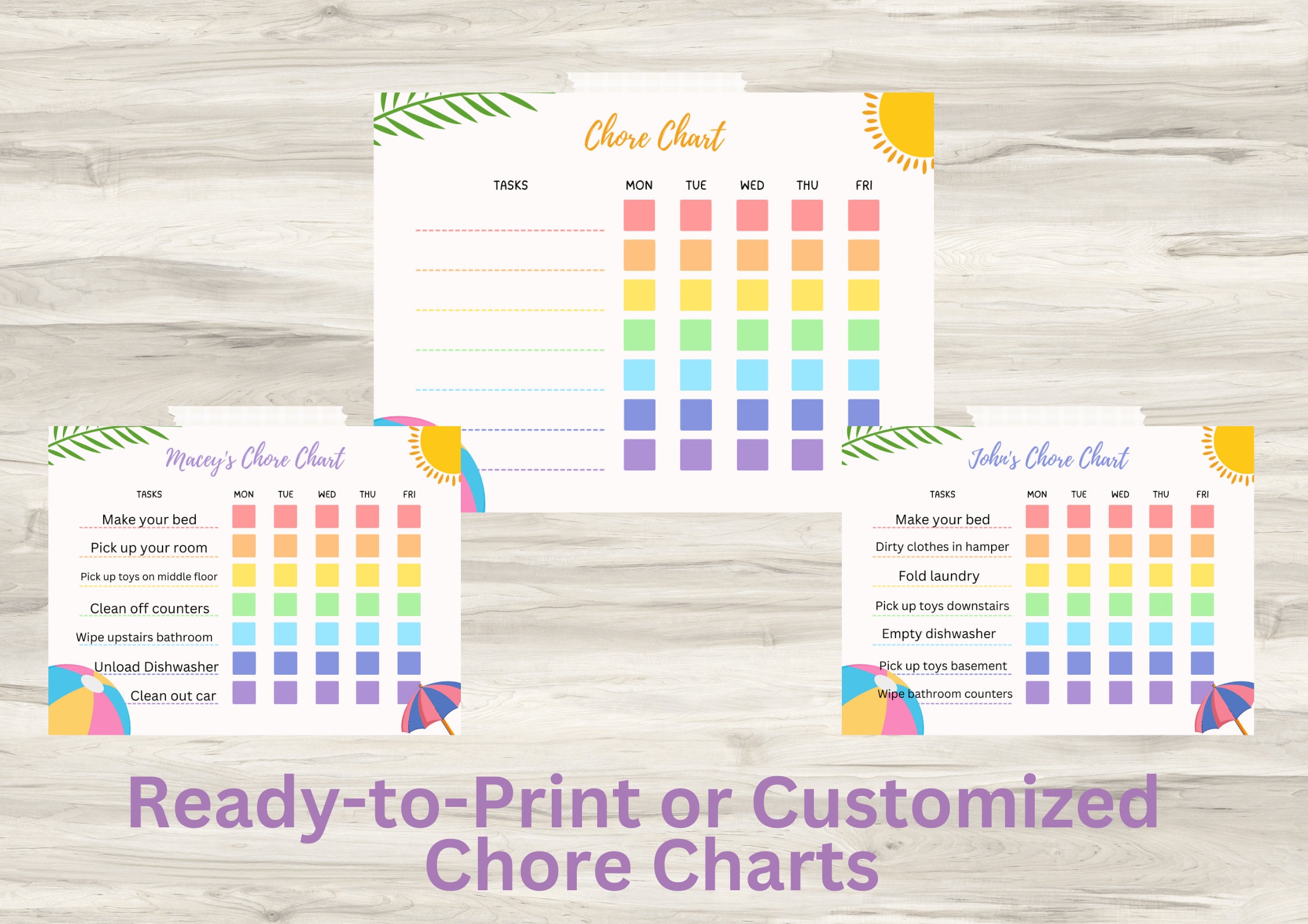 Kids Summer Schedule Chore Chart & Activity Plan Custom Made-to-order ...