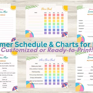 Kids Summer Schedule Chore Chart & Activity Plan Custom Made-to-order ...