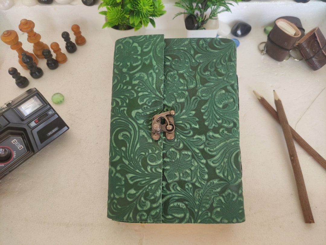 Vintage Garden Flower Leather Journal With Deckle Edge Papers 8x6 Blank ...