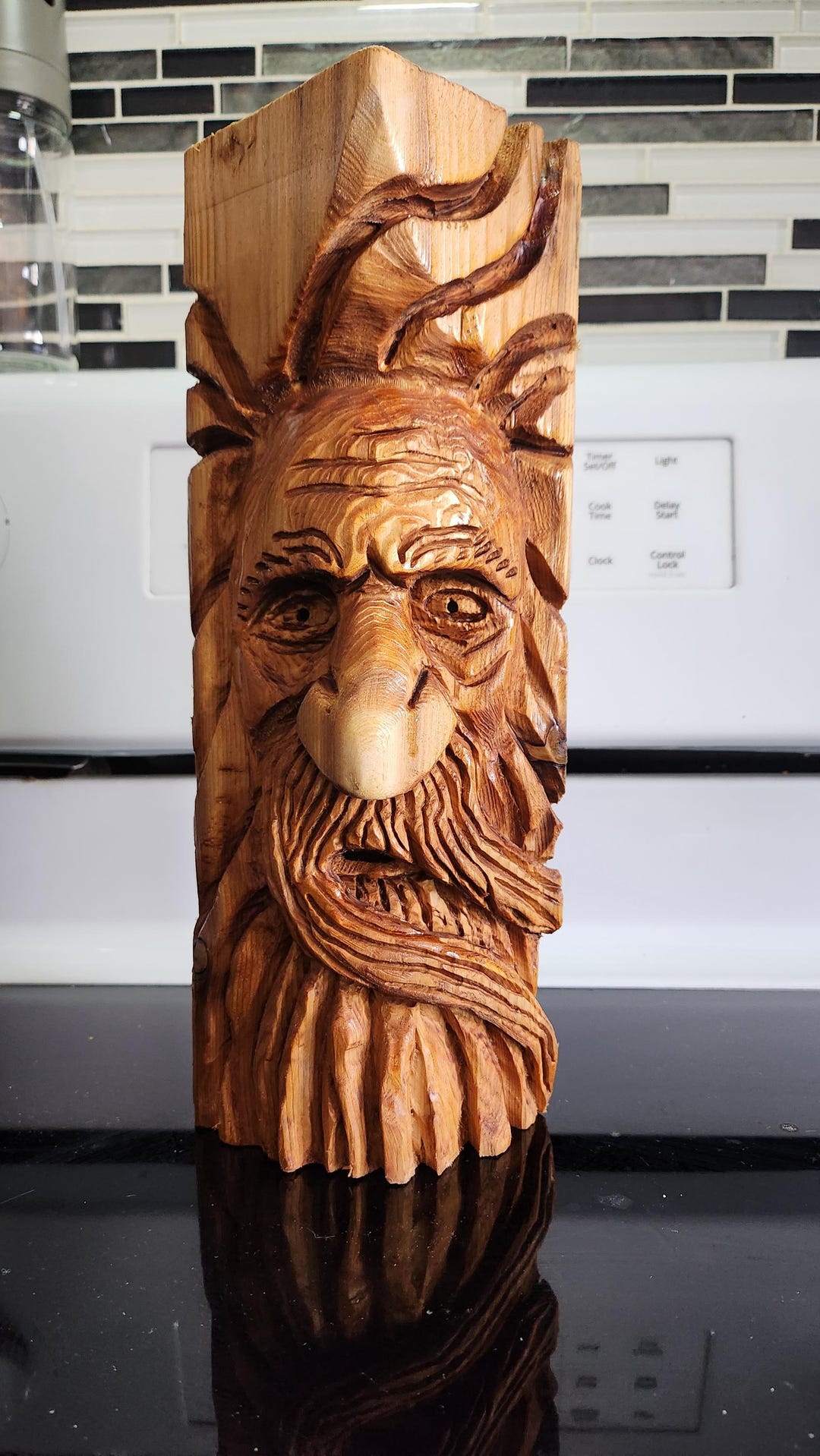 Cedar Wood Spirit Carving: Old Man With Beard - Etsy