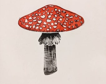 Toadstool Print | Etsy UK
