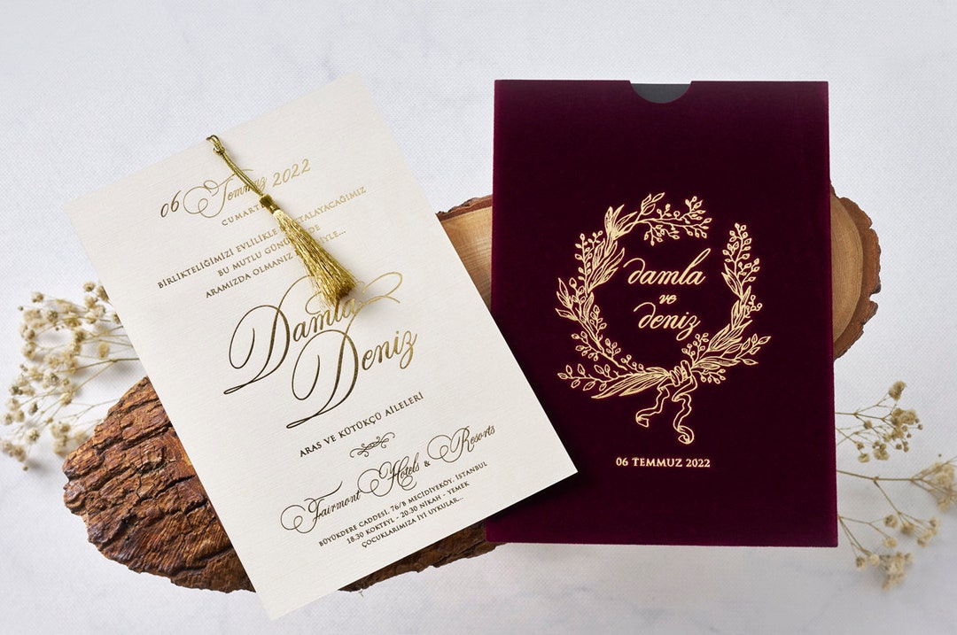 Red Velvet Invitation Velvet Wedding Invitation Bar Mitzvah - Etsy