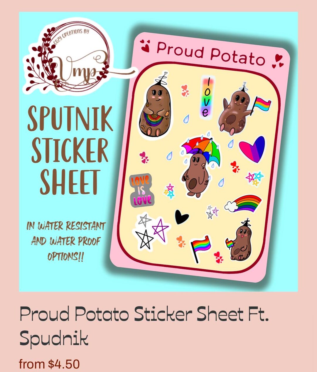 LGBTQIA Spudnik the Potato Sticker Sheet - Etsy