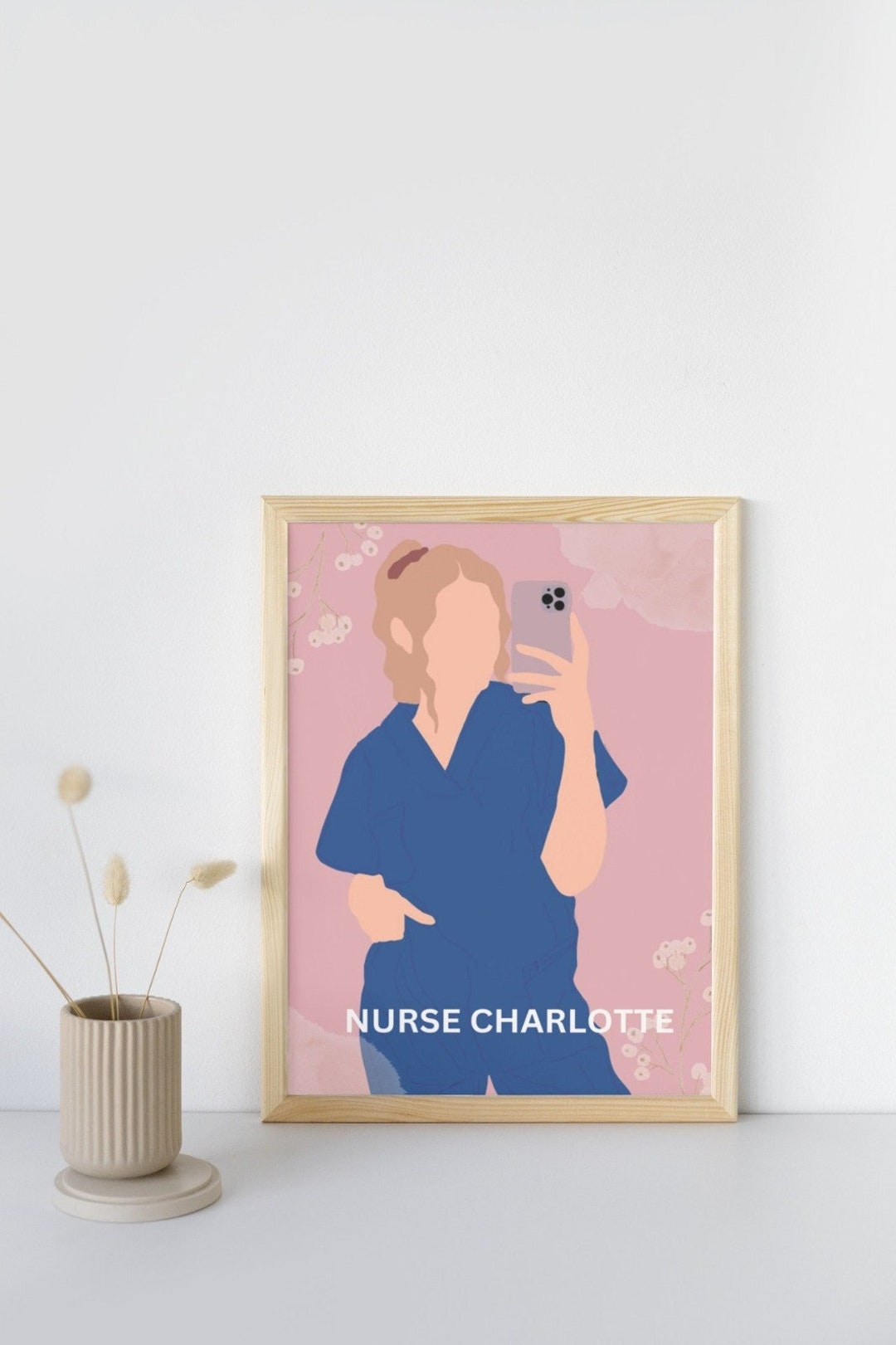 Custom FACELESS Portrait Gift for Nurse, Personalised Nurse Print ...