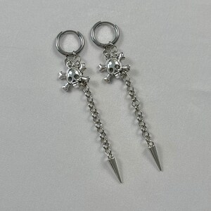 Skull Spiked Earrings | Grunge Jewelry Hypoallergenic Y2k Alt Goth Edgy ...