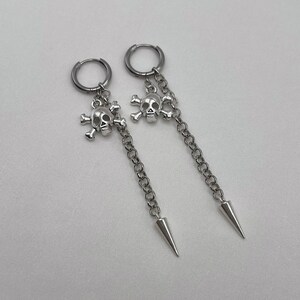 Skull Spiked Earrings | Grunge Jewelry Hypoallergenic Y2k Alt Goth Edgy ...