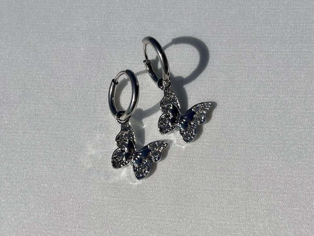 Butterfly Hoops Grunge Jewelry Hypoallergenic Earrings Y2k Goth Edgy ...
