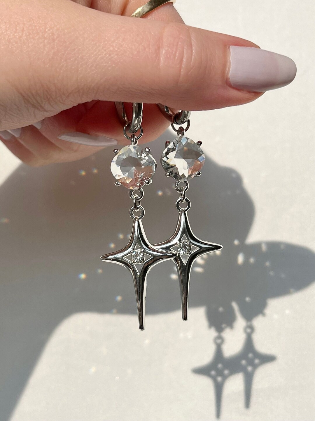 Crystal Star Earrings | Grunge Jewelry Hypoallergenic Y2k Alt Goth Edgy ...