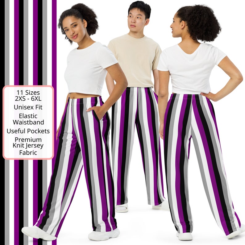 Asexual Pants, Asexual Pride Flag Trousers, Ace Unisex Wide Leg Pants ...