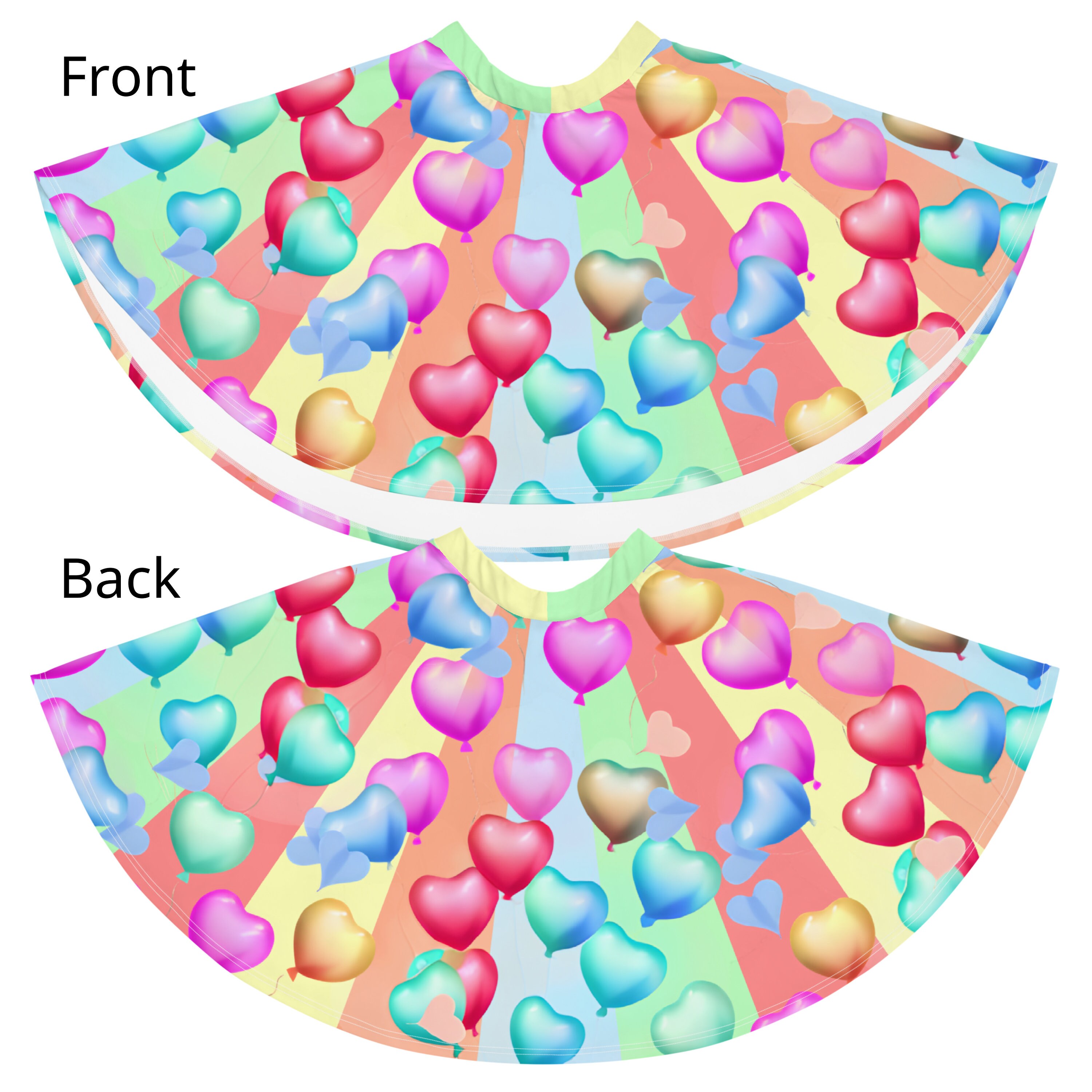 Kidcore Skater Skirt With Heart Shaped Balloons, Clowncore Flare Circle ...