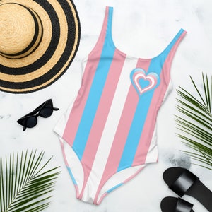 Transgender Pride Flag One-piece Swimsuit, Trans Flag, Women's Plus ...