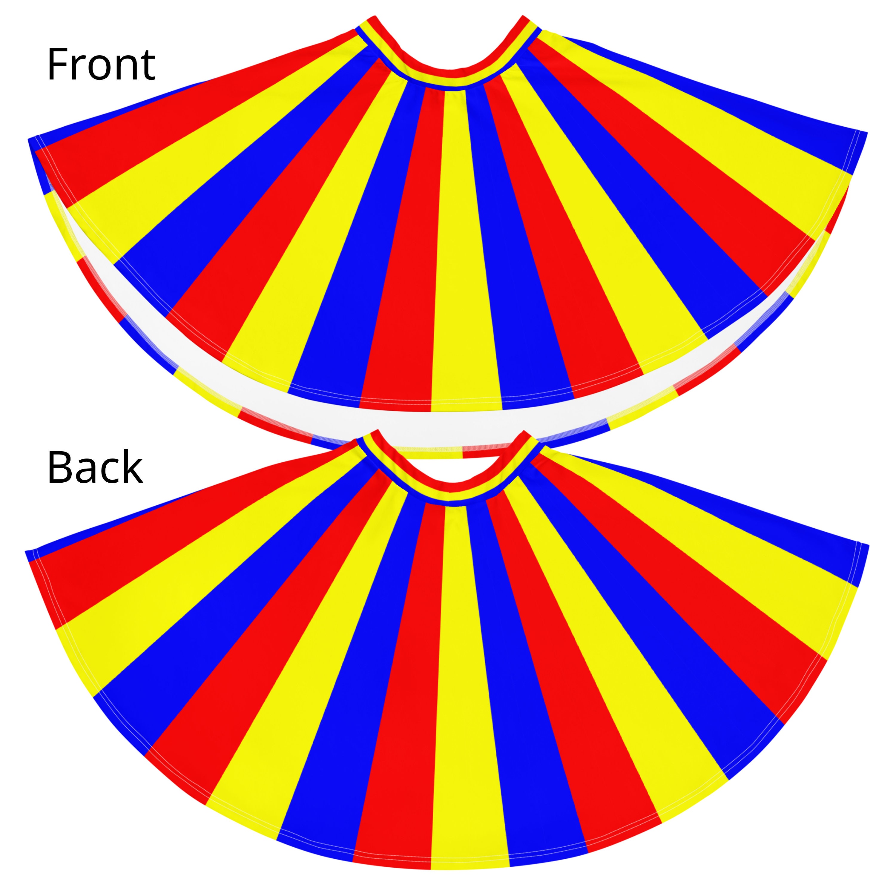 Primary Color Striped Skater Skirt, Clowncore Circuscore Red Blue ...