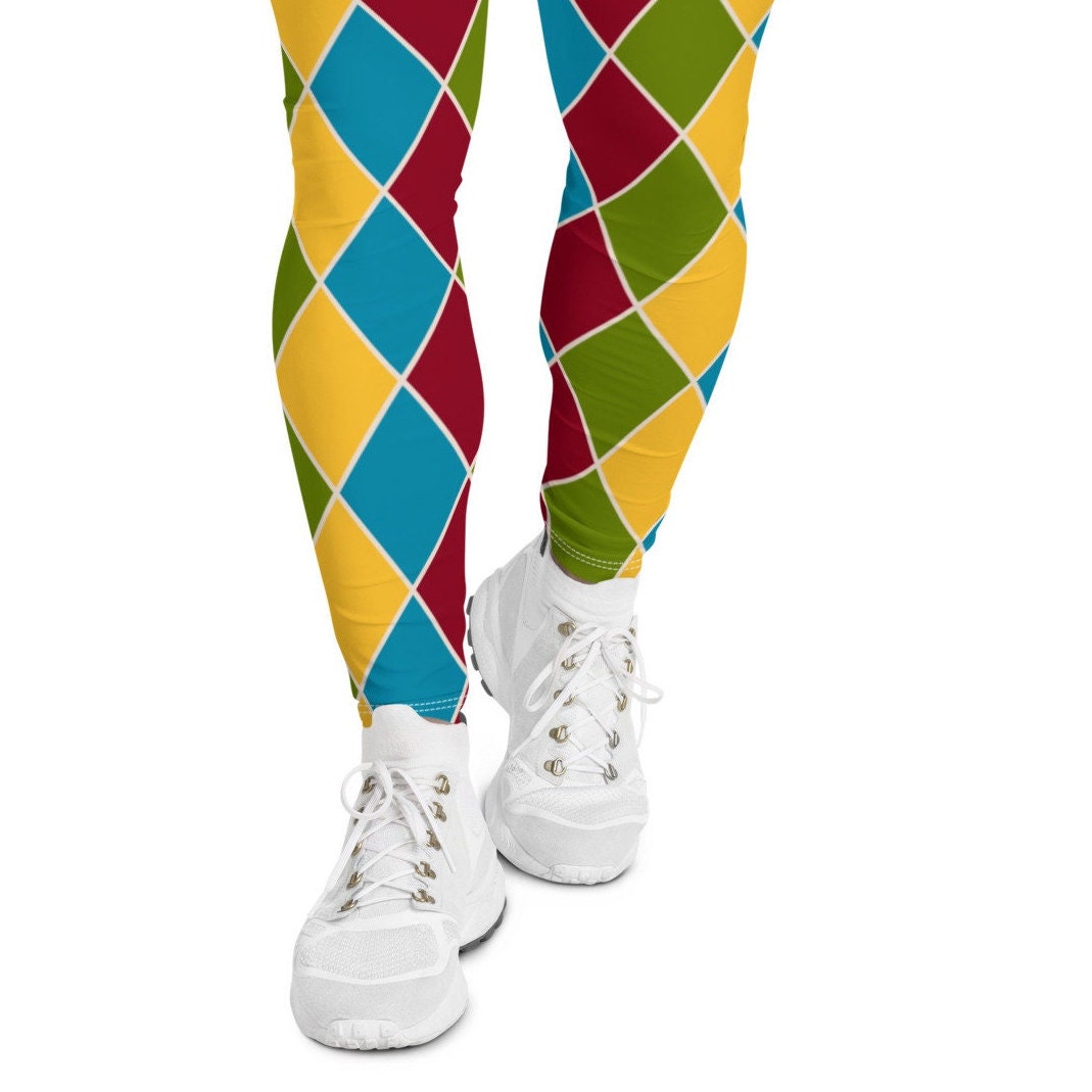 Harlequin Jester Fool Clown Mens Leggings, Harlequin Costume, Cosplay ...