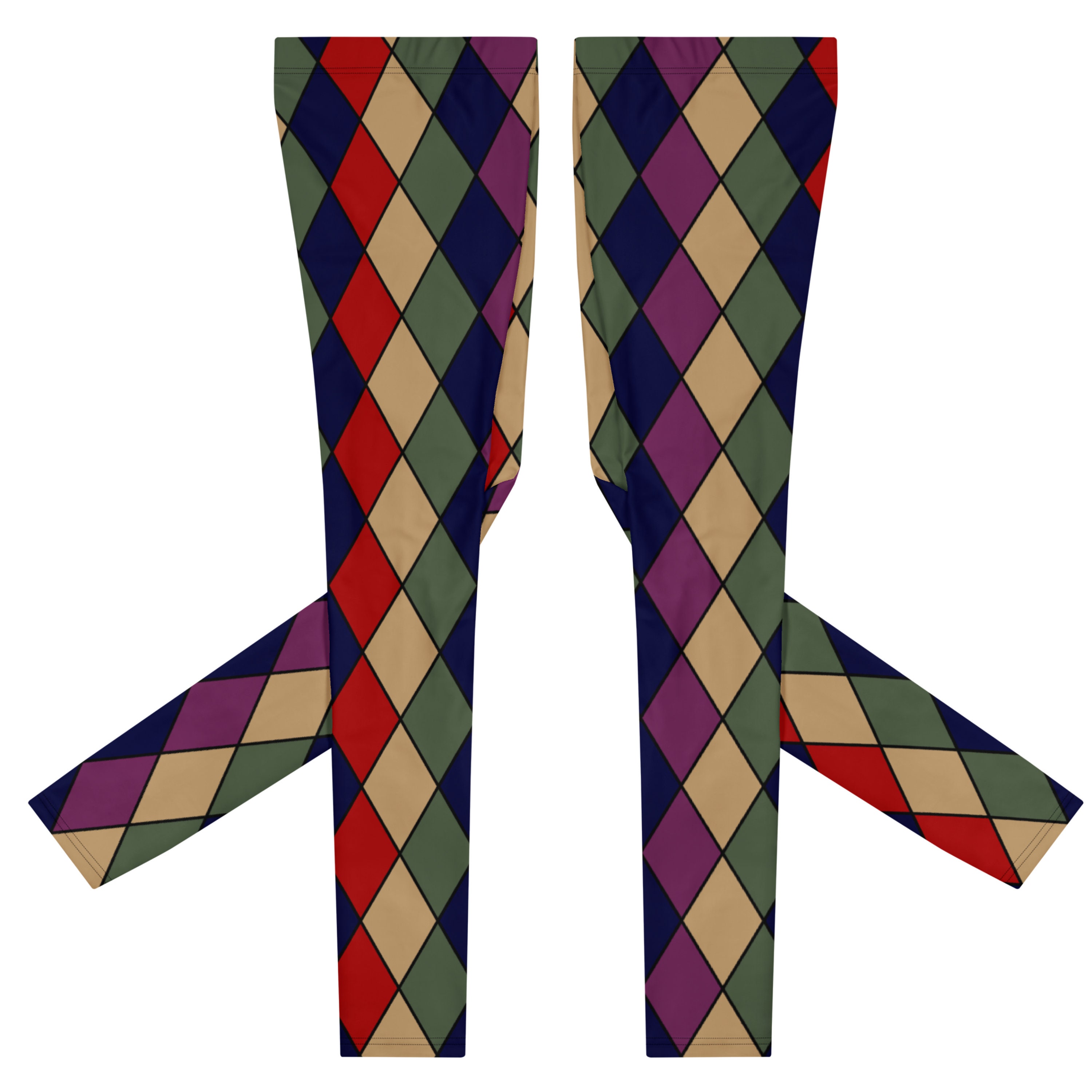 Harlequin Jester Fool Clown Mens Leggings, Harlequin Costume, Cosplay ...