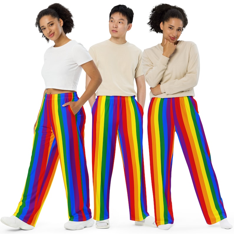 Pride Festival Striped Unisex Wide Leg Pants Trousers. LGBTQ - Etsy