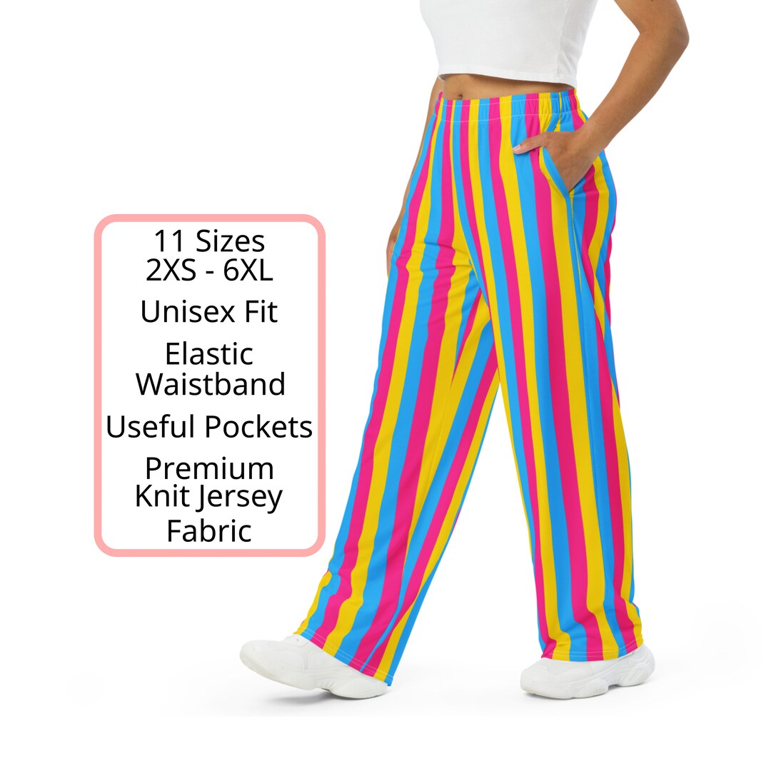 Pansexual Unisex Wide Leg Pants, Pan Pride Month Gift, Bi Striped ...
