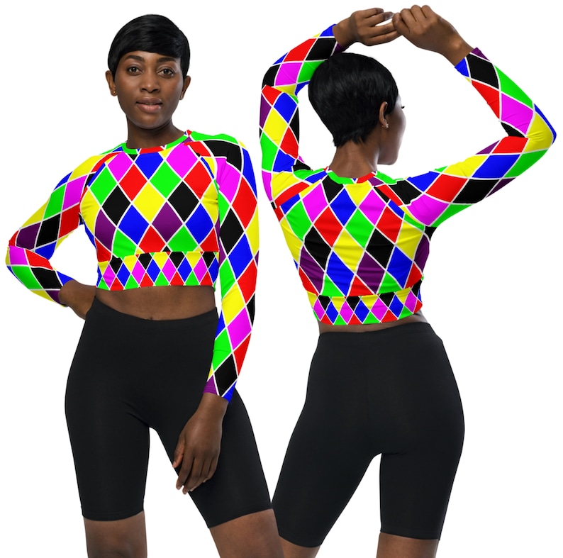 Harlequin Jester Leggings, Yoga Leggings, Crop Top, Rash Guard, Cosplay ...