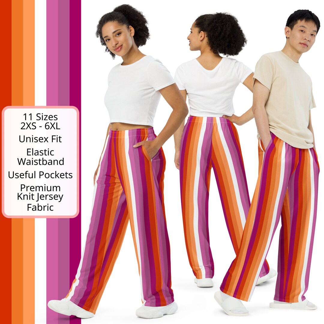 Lesbian Pride Flag Unisex Wide Leg Pants, Sapphic Pride Month Gift ...
