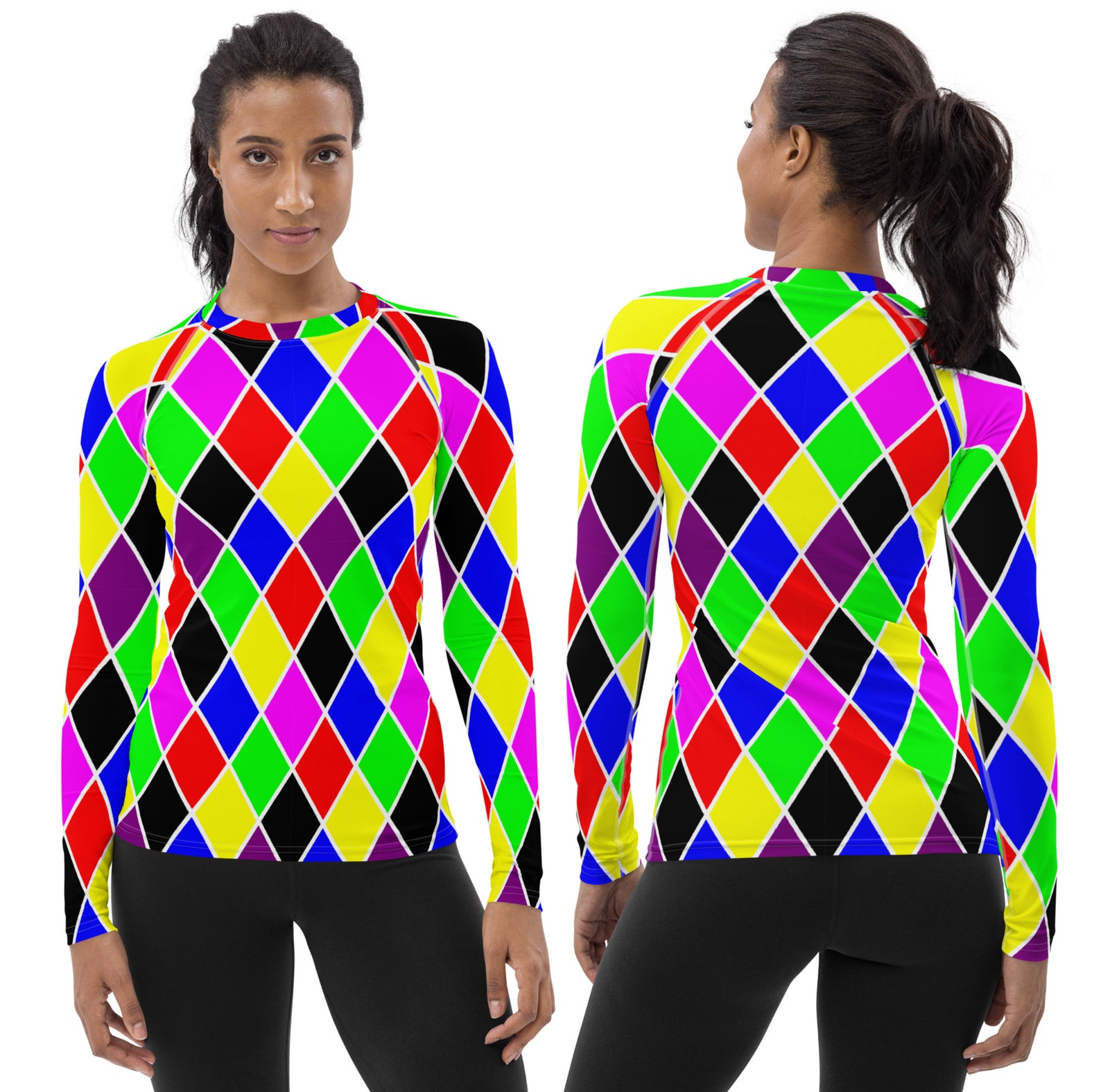 Harlequin Jester Leggings, Yoga Leggings, Crop Top, Rash Guard, Cosplay ...