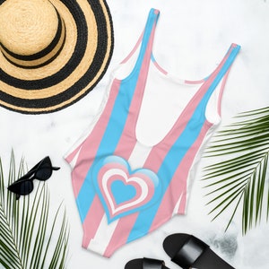 Transgender Pride Flag One-piece Swimsuit, Trans Flag, Women's Plus ...