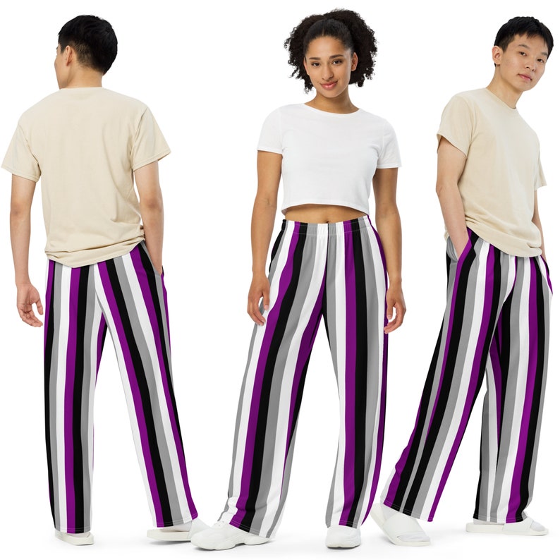 Asexual Pants, Asexual Pride Flag Trousers, Ace Unisex Wide Leg Pants ...