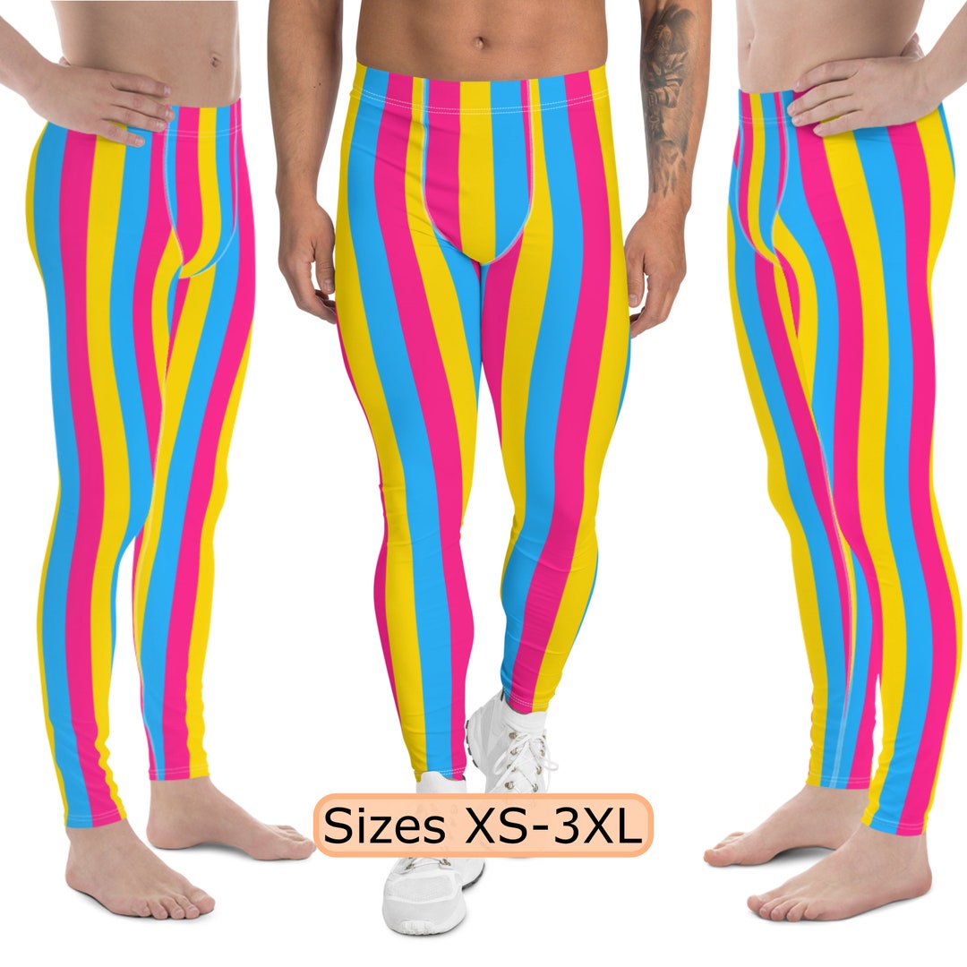 Pansexual Striped Pride Men's Leggings, Pansexual Flag Leggings, Pan ...