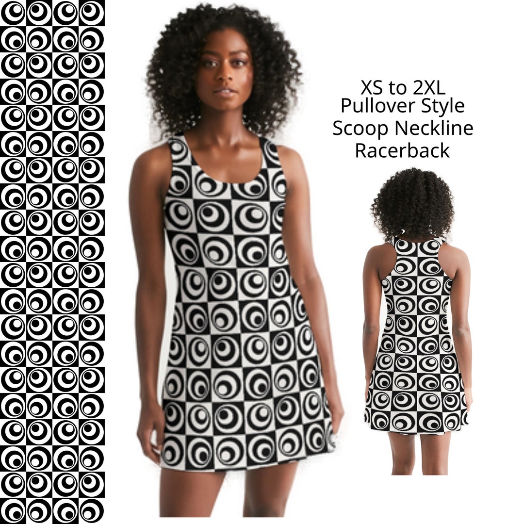 Women's Racerback Dress Monochrome Retro Pattern - Etsy