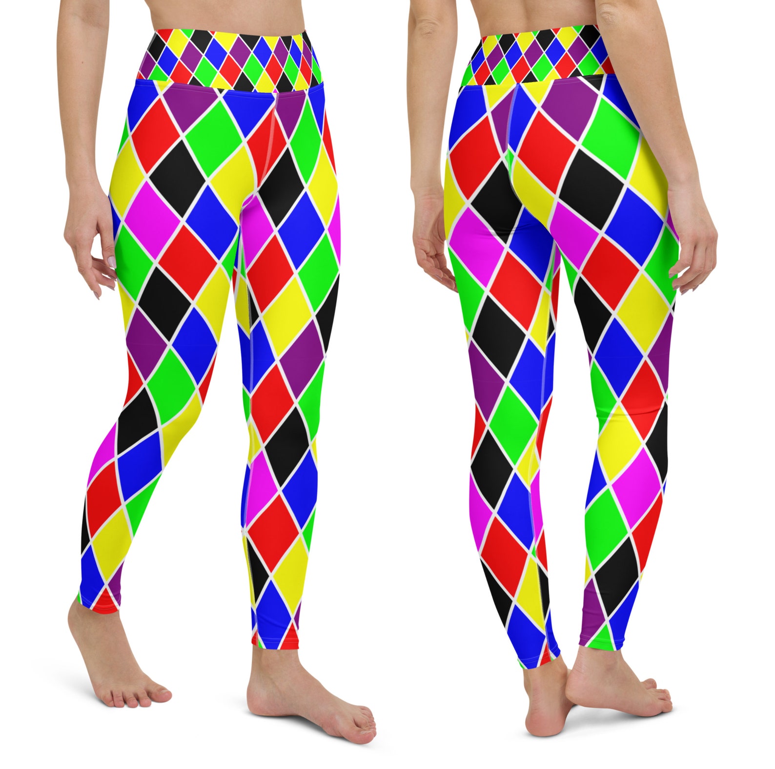 Harlequin Jester Leggings, Yoga Leggings, Crop Top, Rash Guard, Cosplay ...