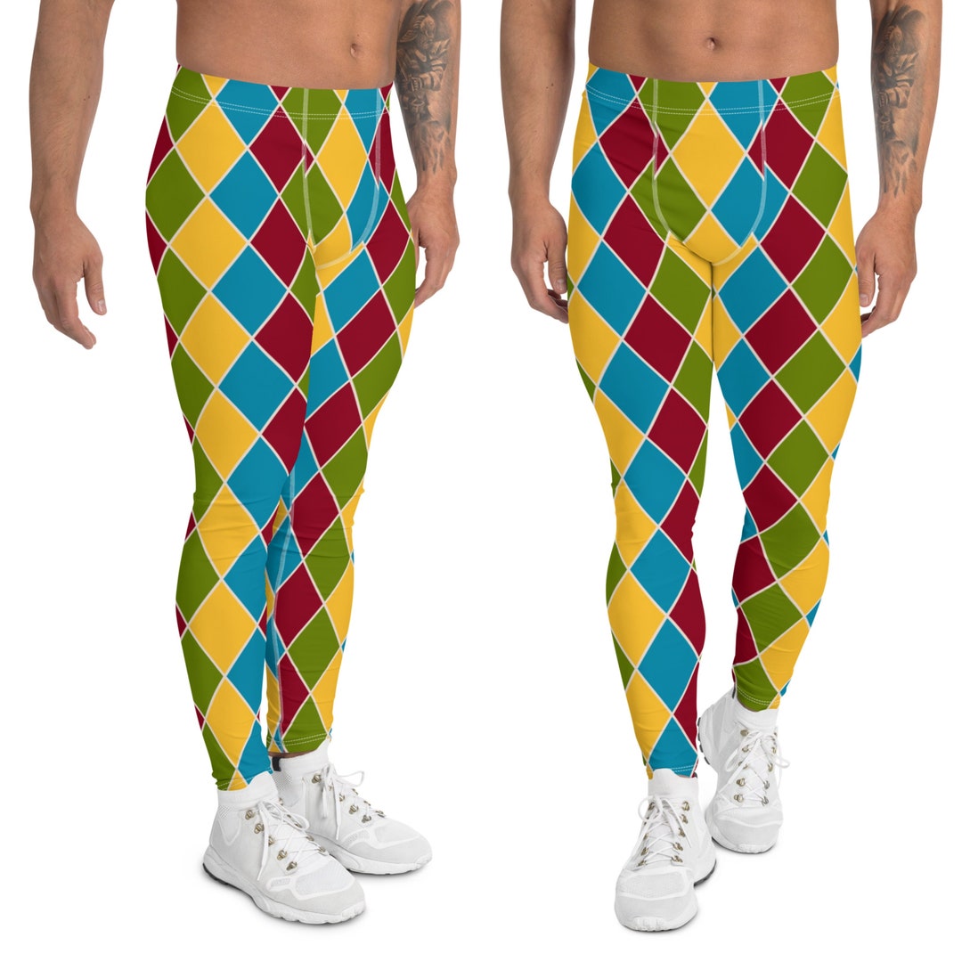 Harlequin Jester Fool Clown Mens Leggings, Harlequin Costume, Cosplay ...