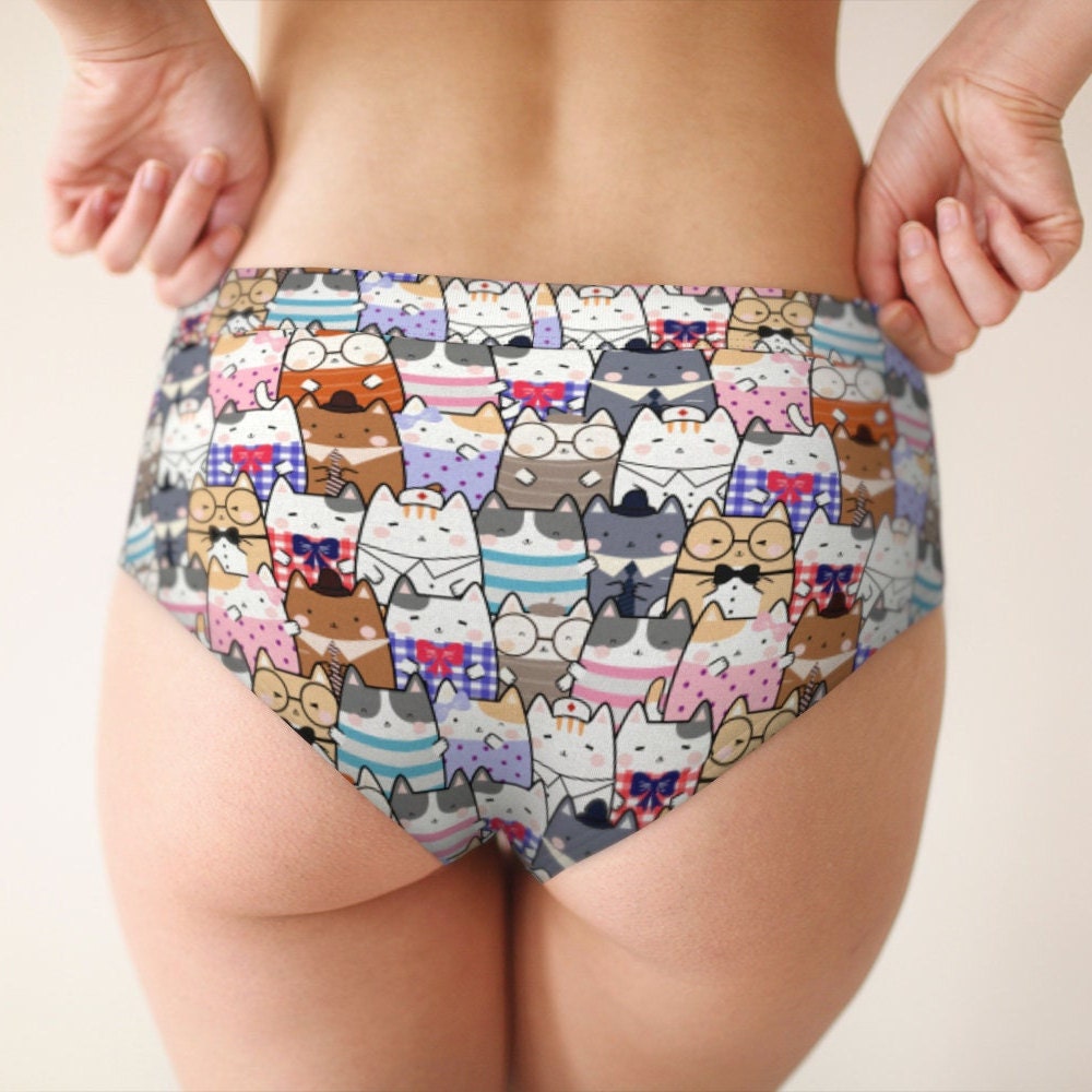 Cheeky Briefs, Kawaii Cats, Cute Cat Underwear, Womens Underwear, Patterned Printed Panties ...