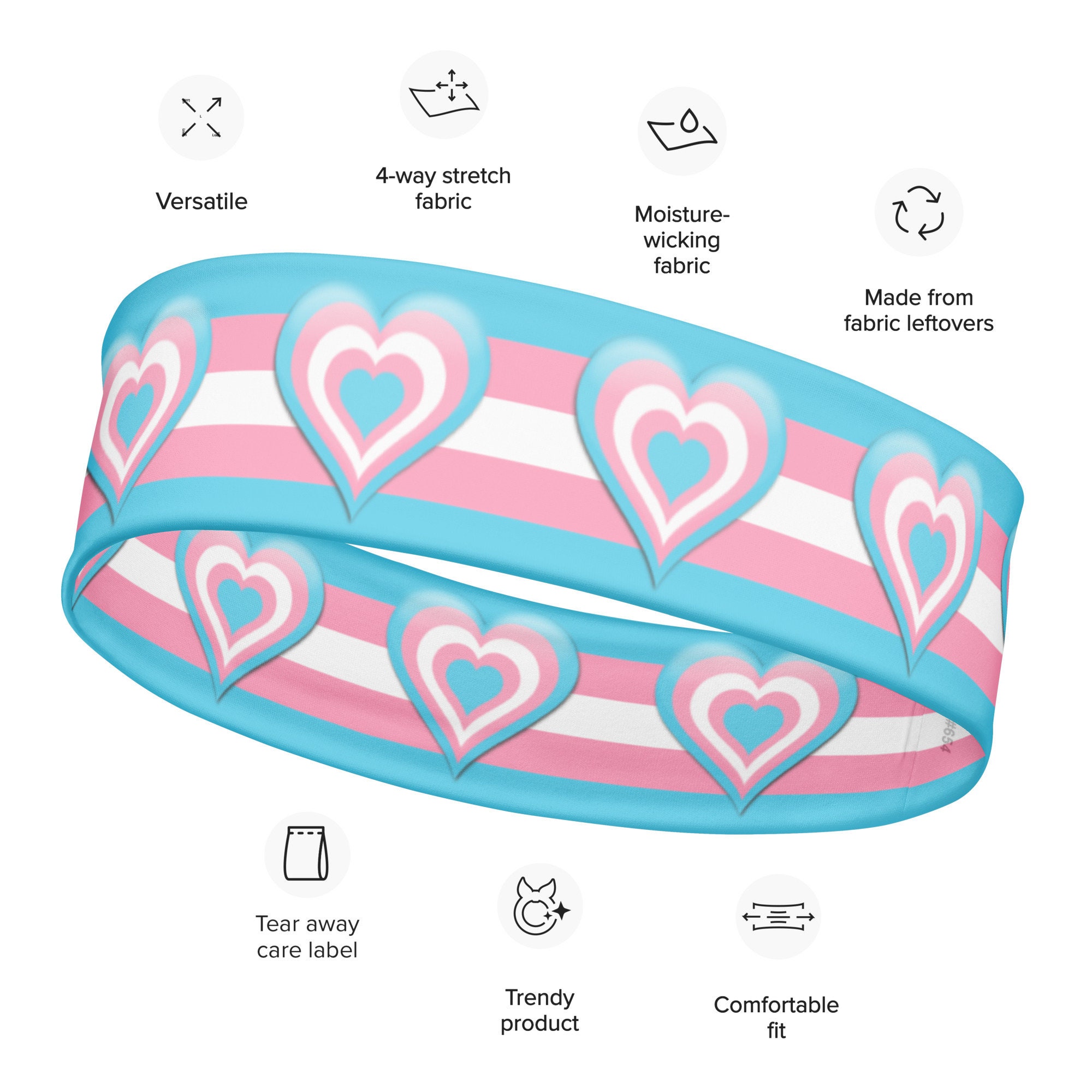 Transgender Pride Flag Headband With Hearts LGBTQ Pride Month - Etsy