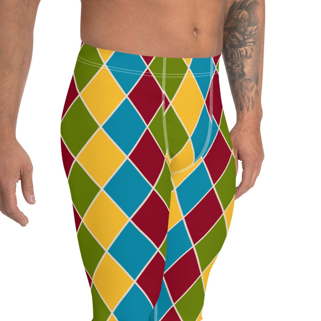 Harlequin Jester Fool Clown Mens Leggings, Harlequin Costume, Cosplay ...
