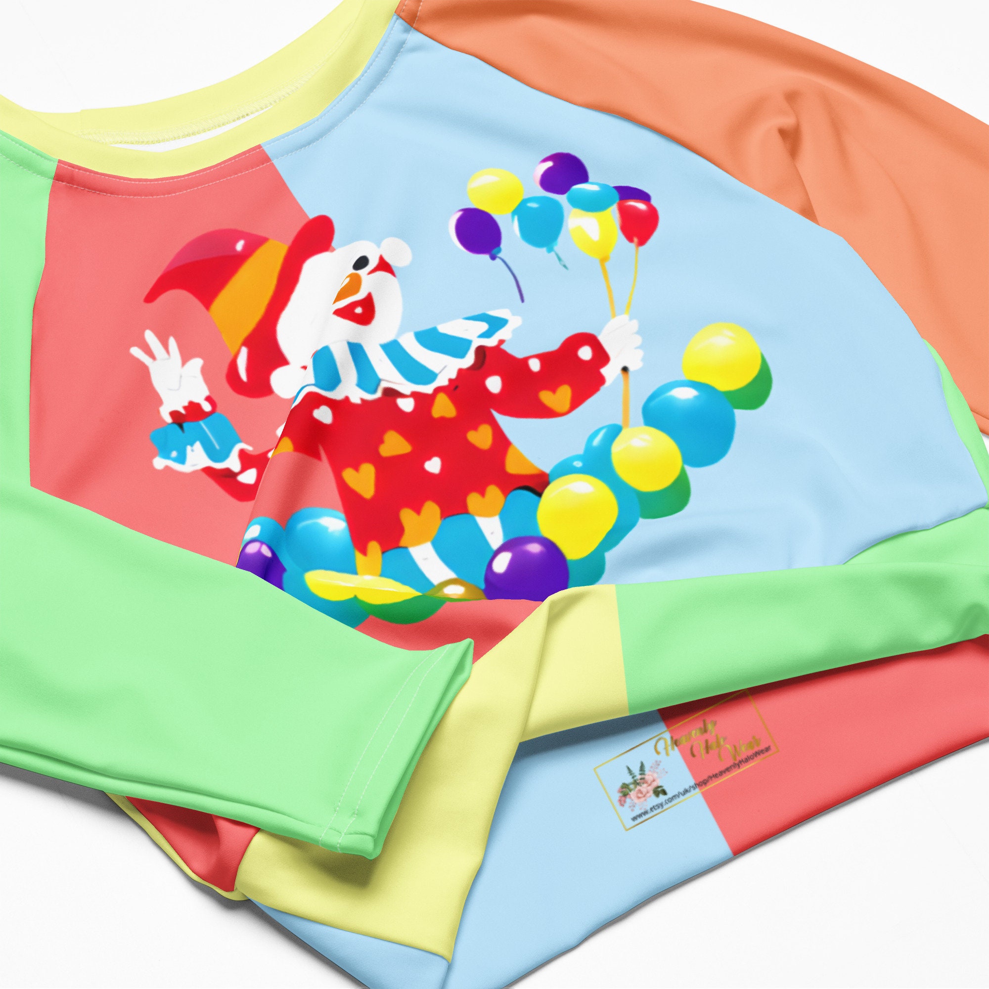 Cute Kidcore Clowncore Aesthetic Long Sleeved Crop Top, Pastel ...