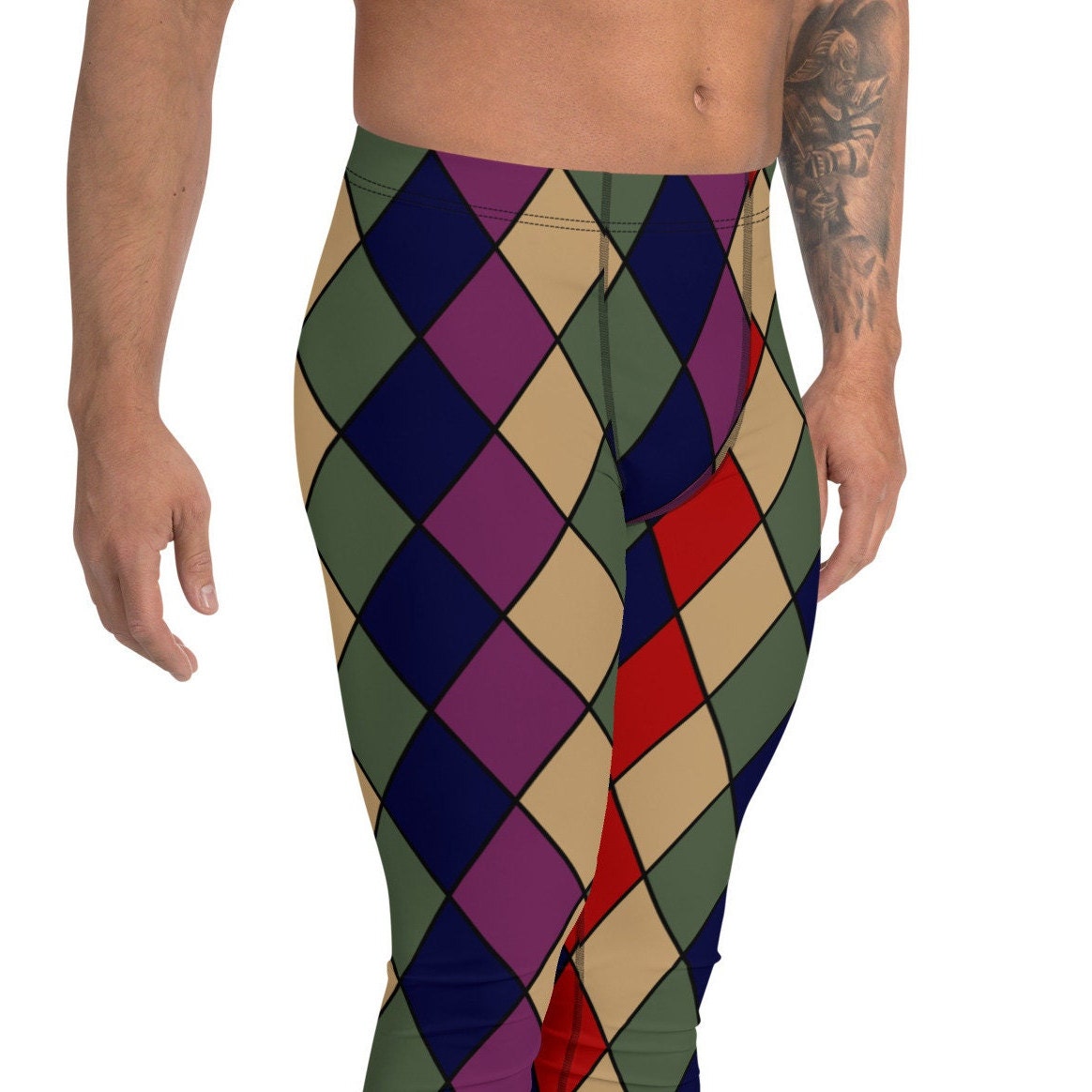 Harlequin Jester Fool Clown Mens Leggings, Harlequin Costume, Cosplay ...