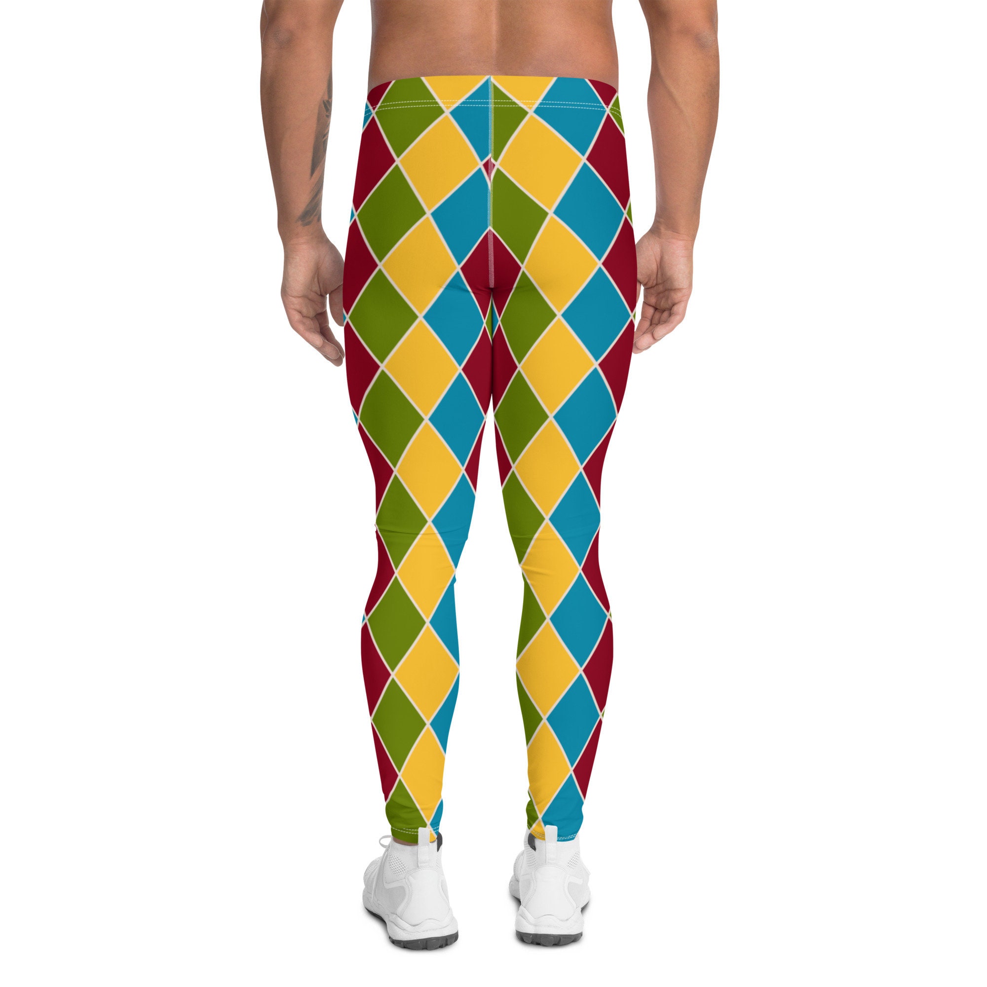 Harlequin Jester Fool Clown Mens Leggings, Harlequin Costume, Cosplay ...