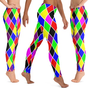 Harlequin Jester Leggings, Yoga Leggings, Crop Top, Rash Guard, Cosplay ...