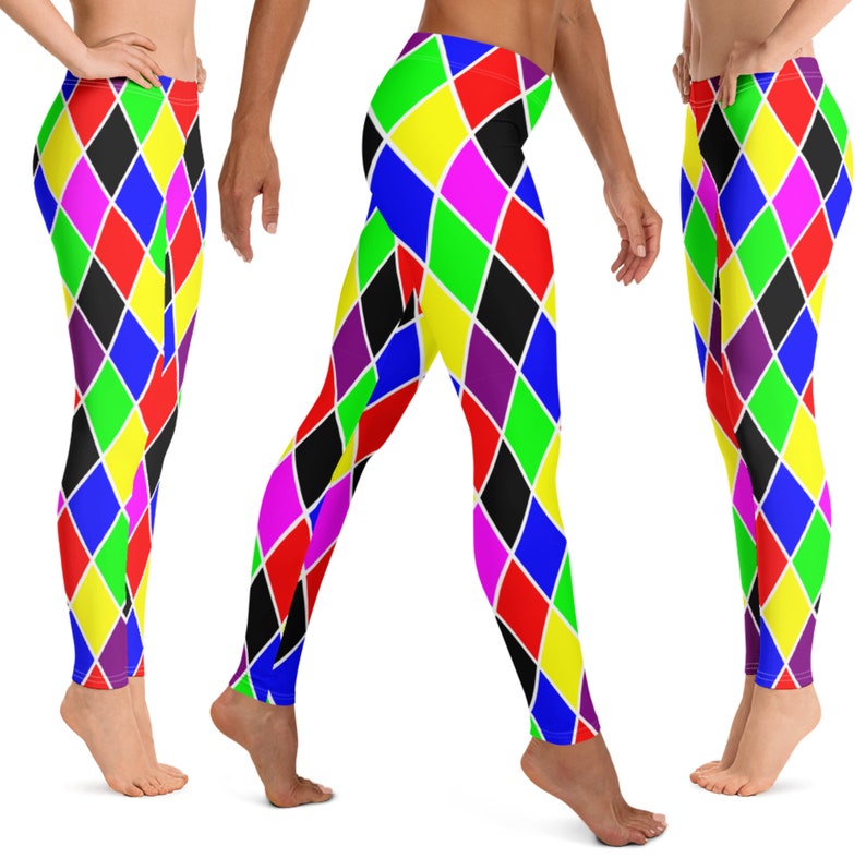 Harlequin Jester Leggings, Yoga Leggings, Crop Top, Rash Guard, Cosplay ...
