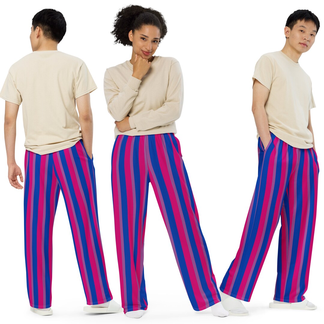 Bisexual Pride Unisex Wide Leg Pants, Pride Month Gift, Bi Striped ...