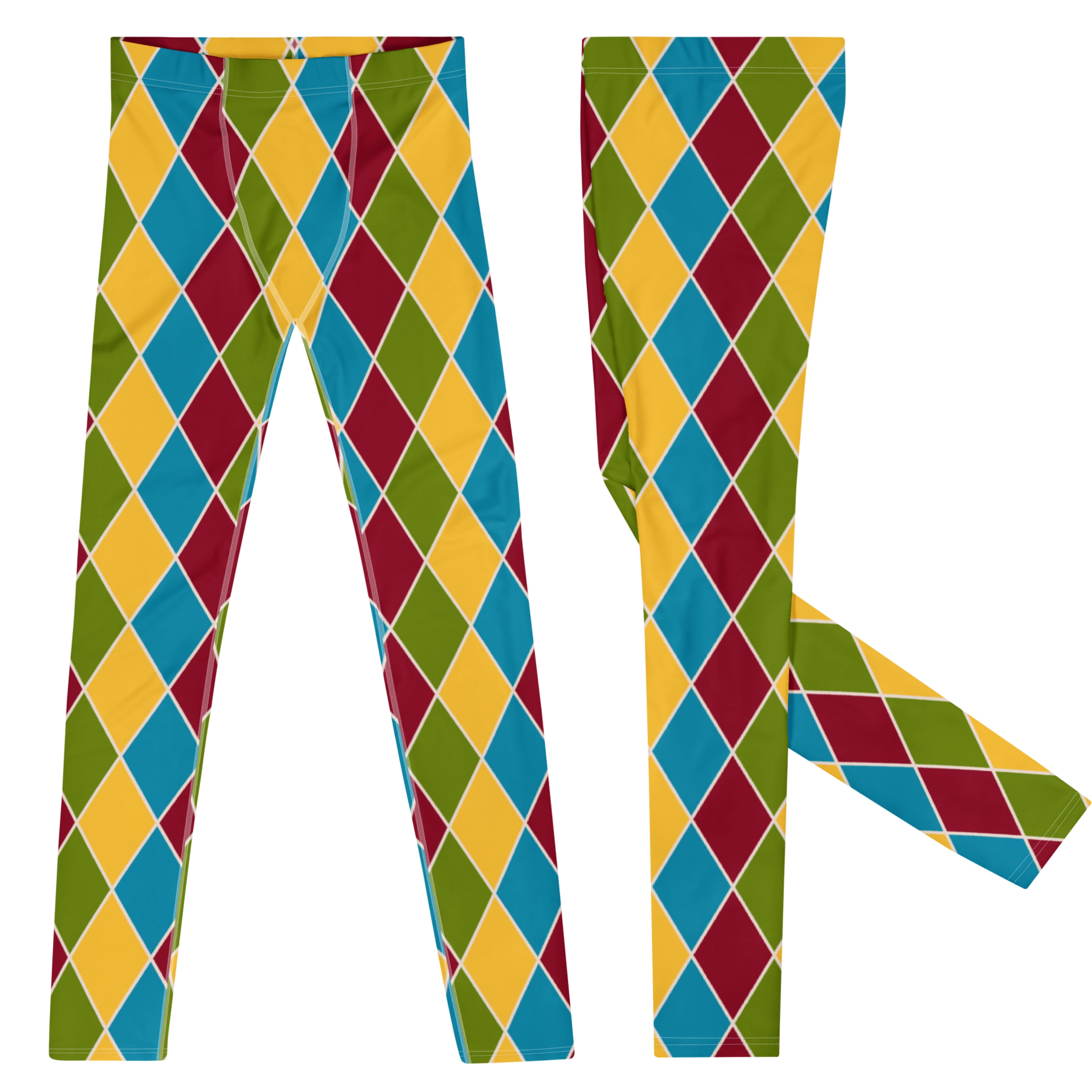 Harlequin Jester Fool Clown Mens Leggings, Harlequin Costume, Cosplay ...
