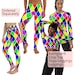 Harlequin Jester Leggings, Yoga Leggings, Crop Top, Rash Guard, Cosplay ...