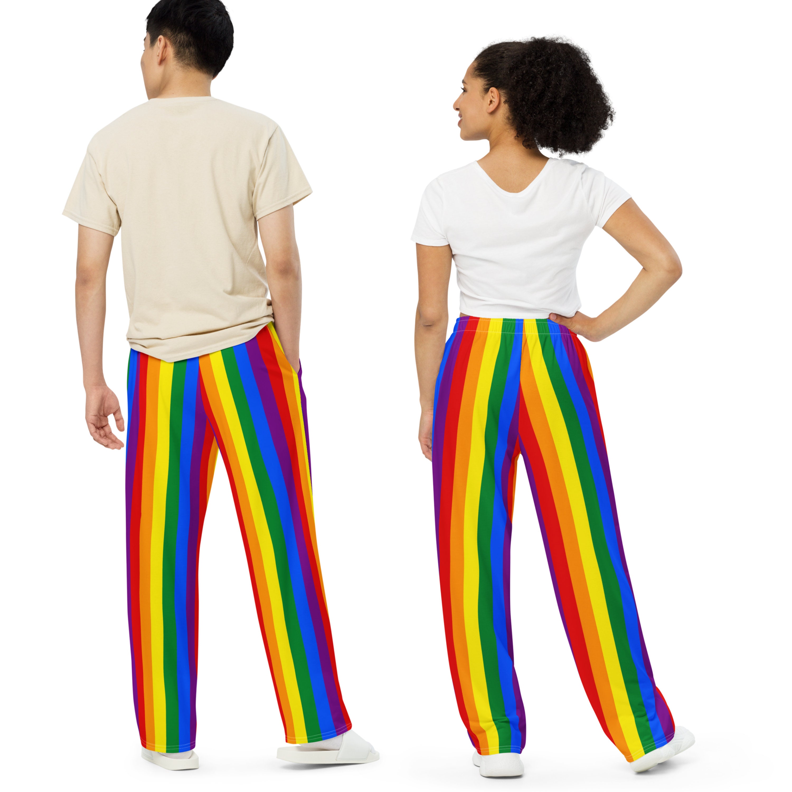 Pride Festival Striped Unisex Wide Leg Pants Trousers. LGBTQ - Etsy