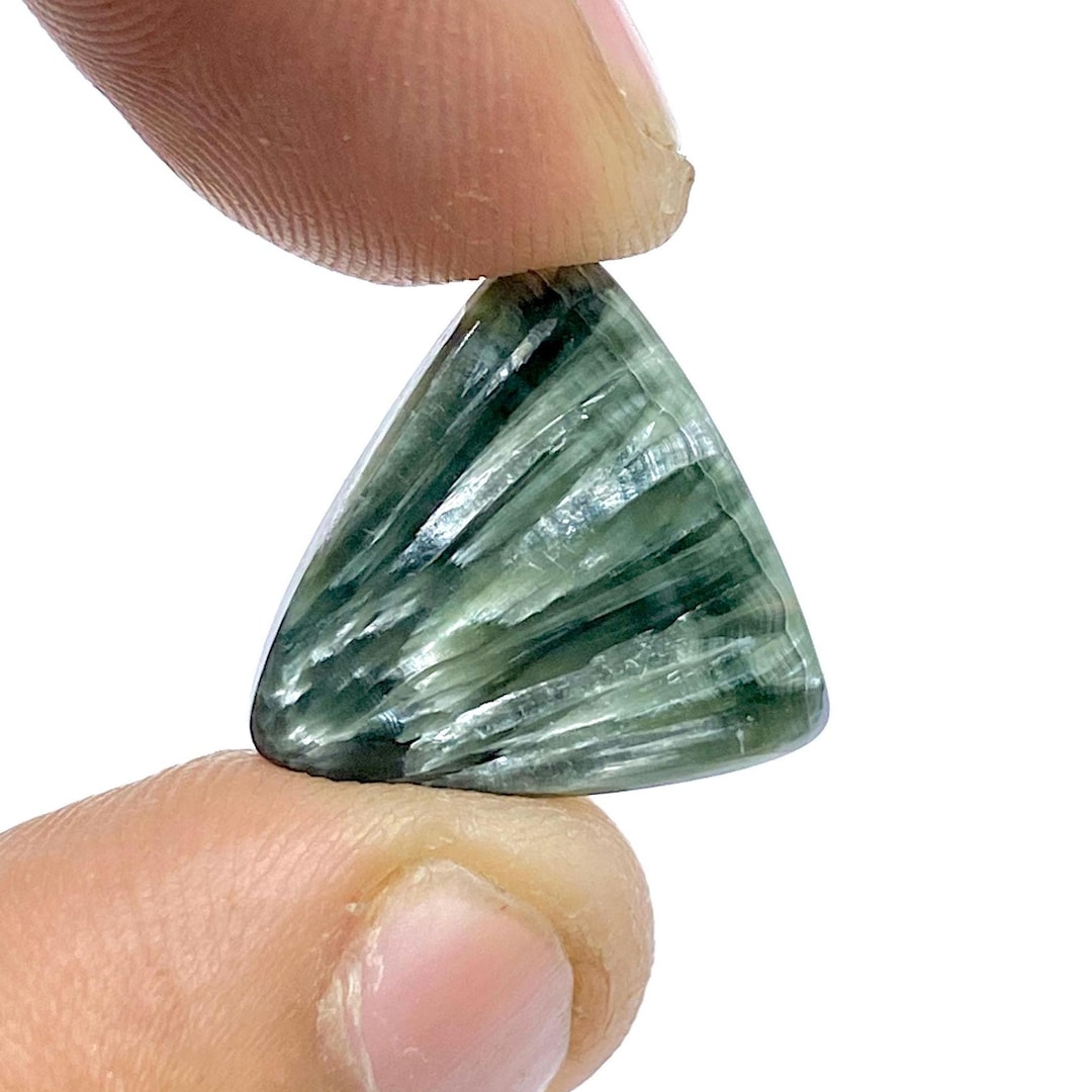 Natural Seraphinite Cabochon...trillion Shape Gemstone...handmade ...