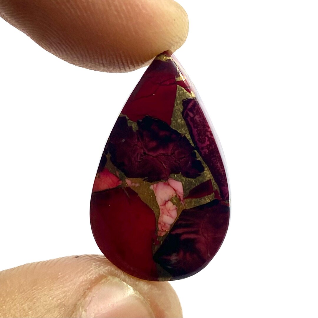 Dahlia Rose Spiny Oyster Turquoise Pear Cabochon...composite Kingman ...