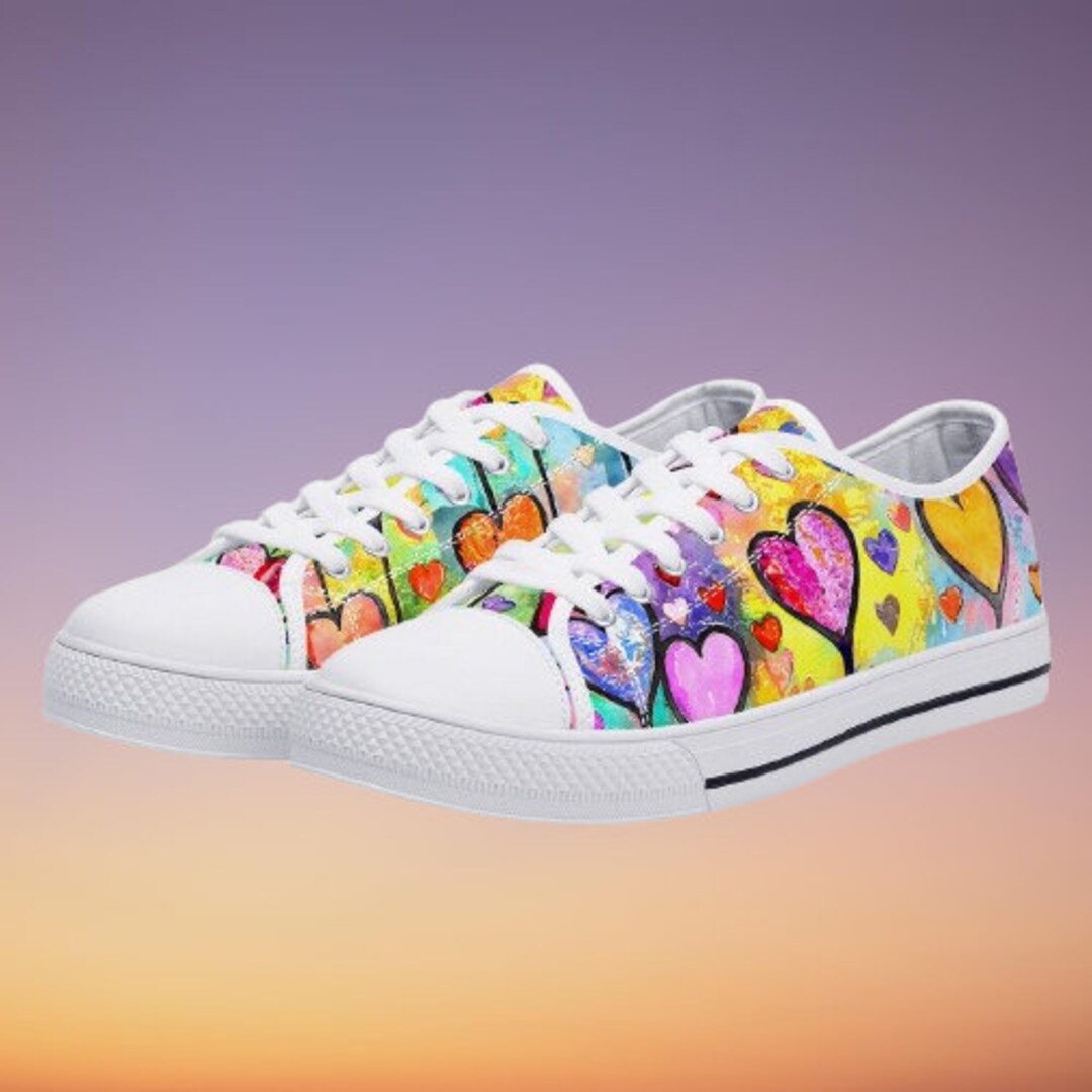 Watercolour Heart Sneakers Converse Style Vans Style Sneakers Womens ...