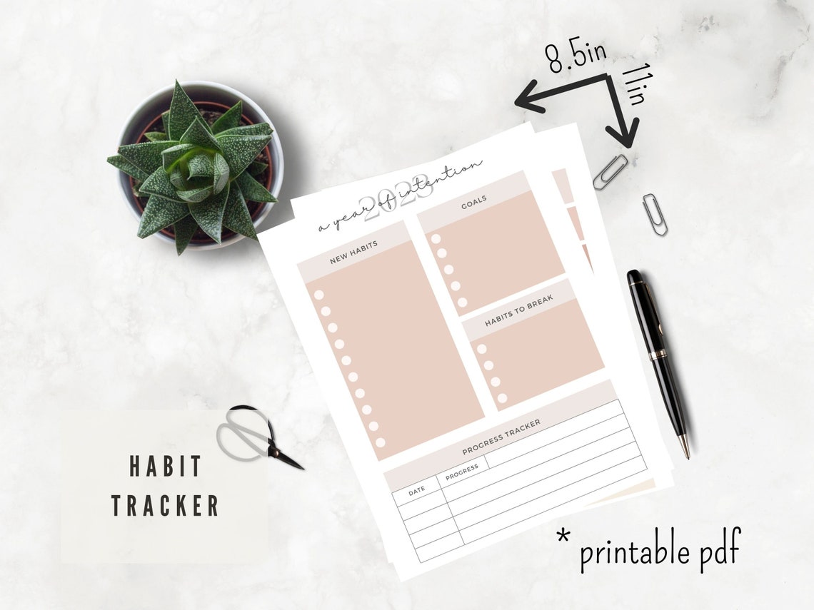 2023 Habit Tracker, 2023 Goals Sheet, New Year Resolutions, Intentional ...